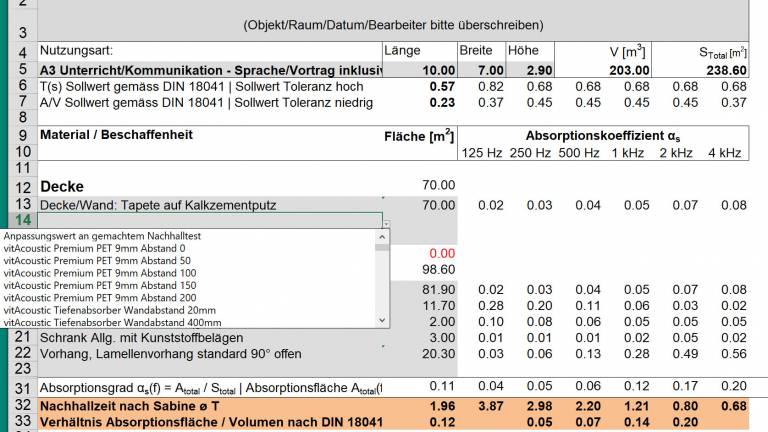 Acoustic calculator According to DIN 18041-online calculation of sound ...