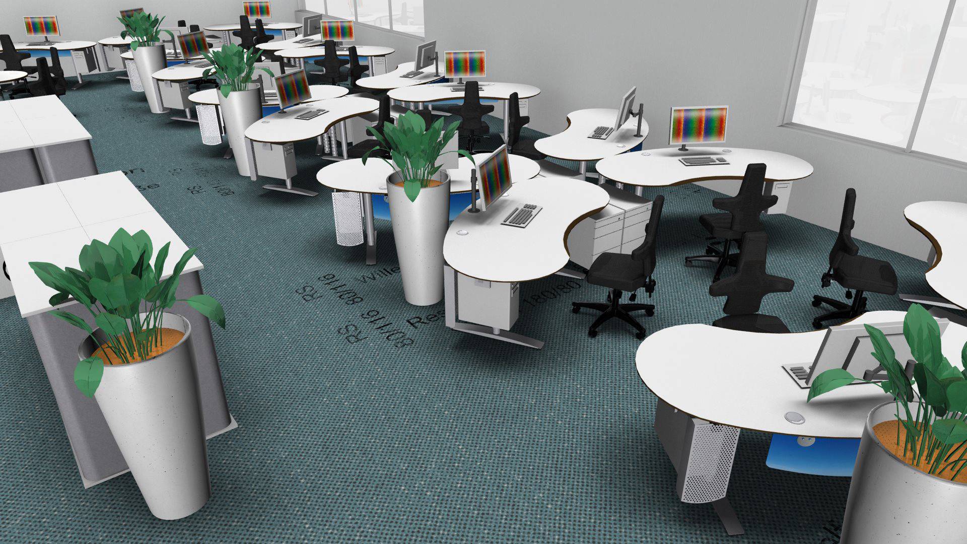 Großraumbüro für 48 Mitarbeiter in ansprechendem Design - Vital-Office